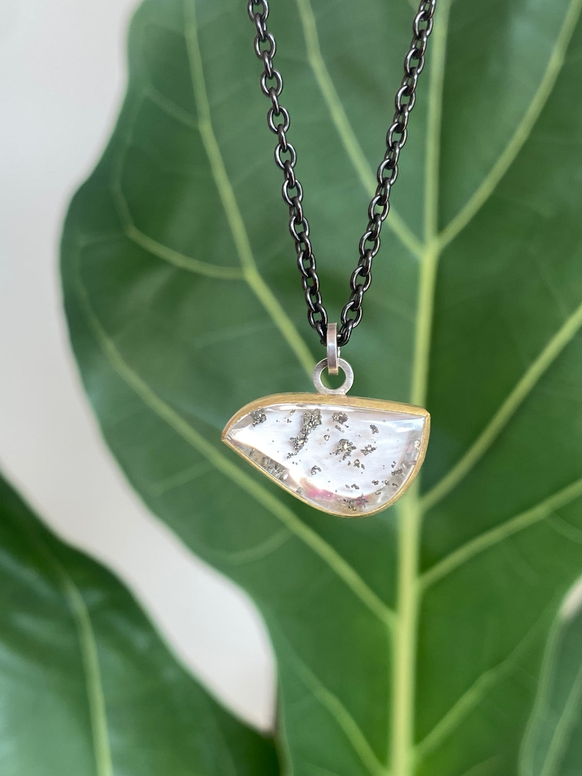 Sam Woerhmann- Pyrite Quartz Leaf Necklace | The Gold Hammer
