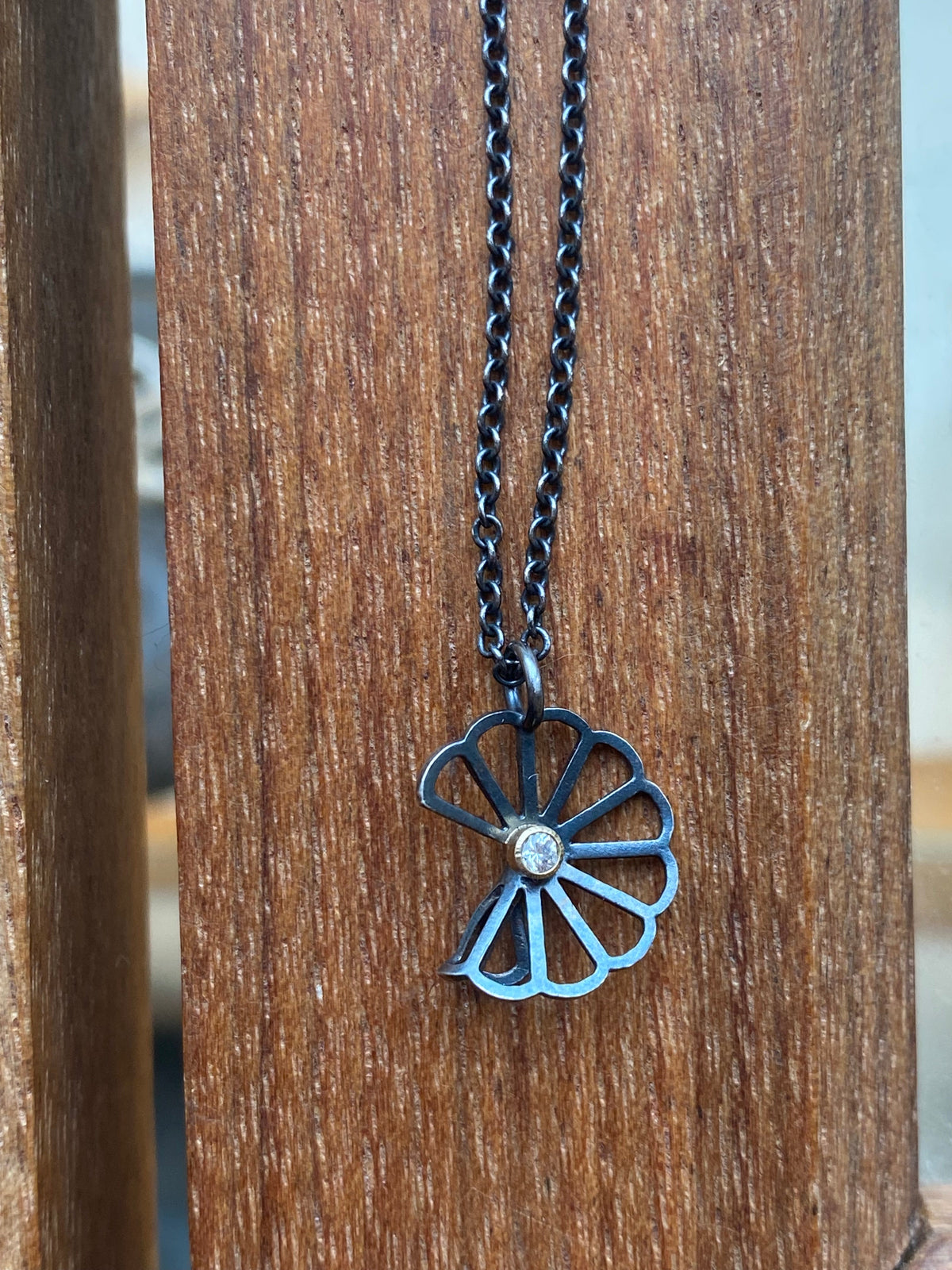 Karin Jacobson- Cloud Fold Necklace with Diamond | The Gold Hammer